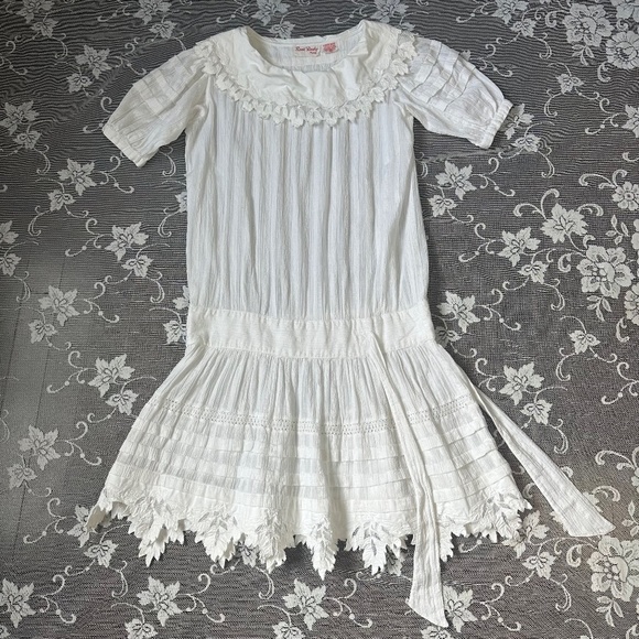 René Derhy | Dresses | Vintage 7s Ren Derhy White Cotton Floral Lace ...